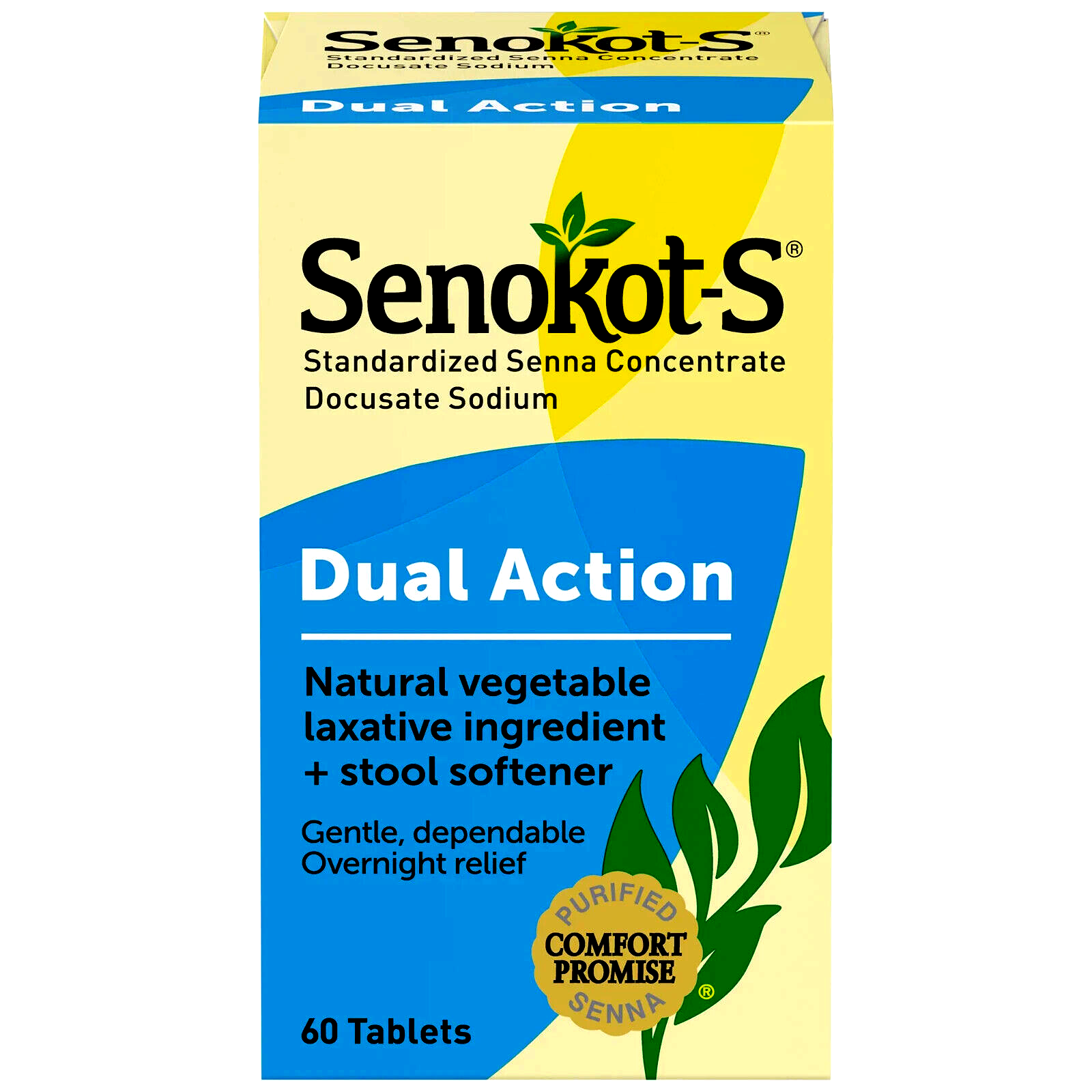 Senokot-S Dual Action Standardized Senna Concentrate 60 tablets 06-2024 ...