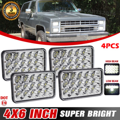 4x6" LED Headlights For 1981 1982 1983 1984 1985 1986 1981 Chevy C10 ...