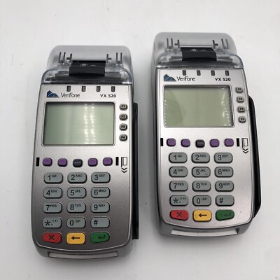 LOT OF 2 Used Verifone VX 520 Credit Card Machines POWER TESTED LOCKED ...