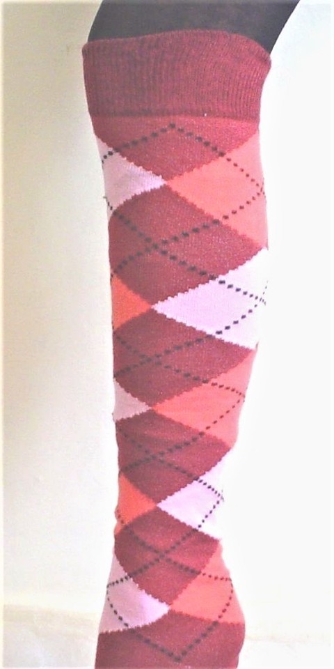 ARGYLE CHECK DIAMOND STRETCH LONG KNEE HIGH SOCKS PUB GOLF FANCY DRESS ...