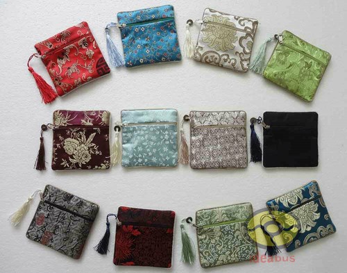 6/12/24/48PCS Mixed Eastern Brocade Coin Bags Purses Wallet 4.5"x4.5 ...