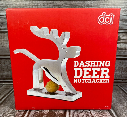 DCI Dashing Deer Nutcracker Silver Metal Reindeer Cracks Nuts By Hand ...