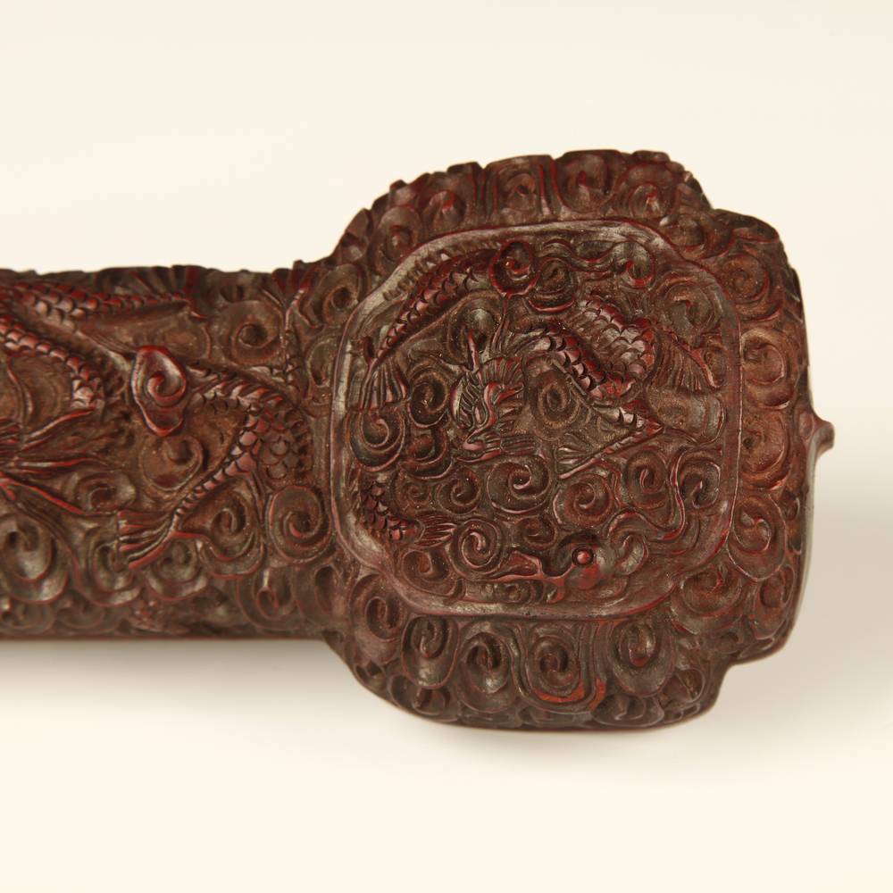 RARE VINTAGE CHINESE RUYI SCEPTER WITH DRAGON SYMBOL ROSEWOOD CHINA ...