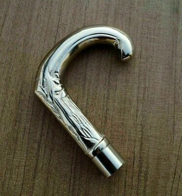 Vintage Solid Brass SILVER Head Cane Handle for Walking Stick handmade ...
