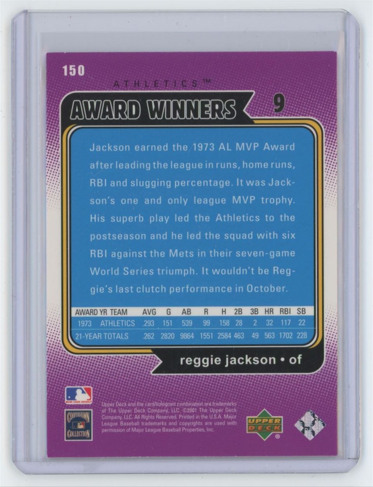 2001 Upper Deck Decade 1970's Reggie Jackson . Oakland Athletics #150 ...