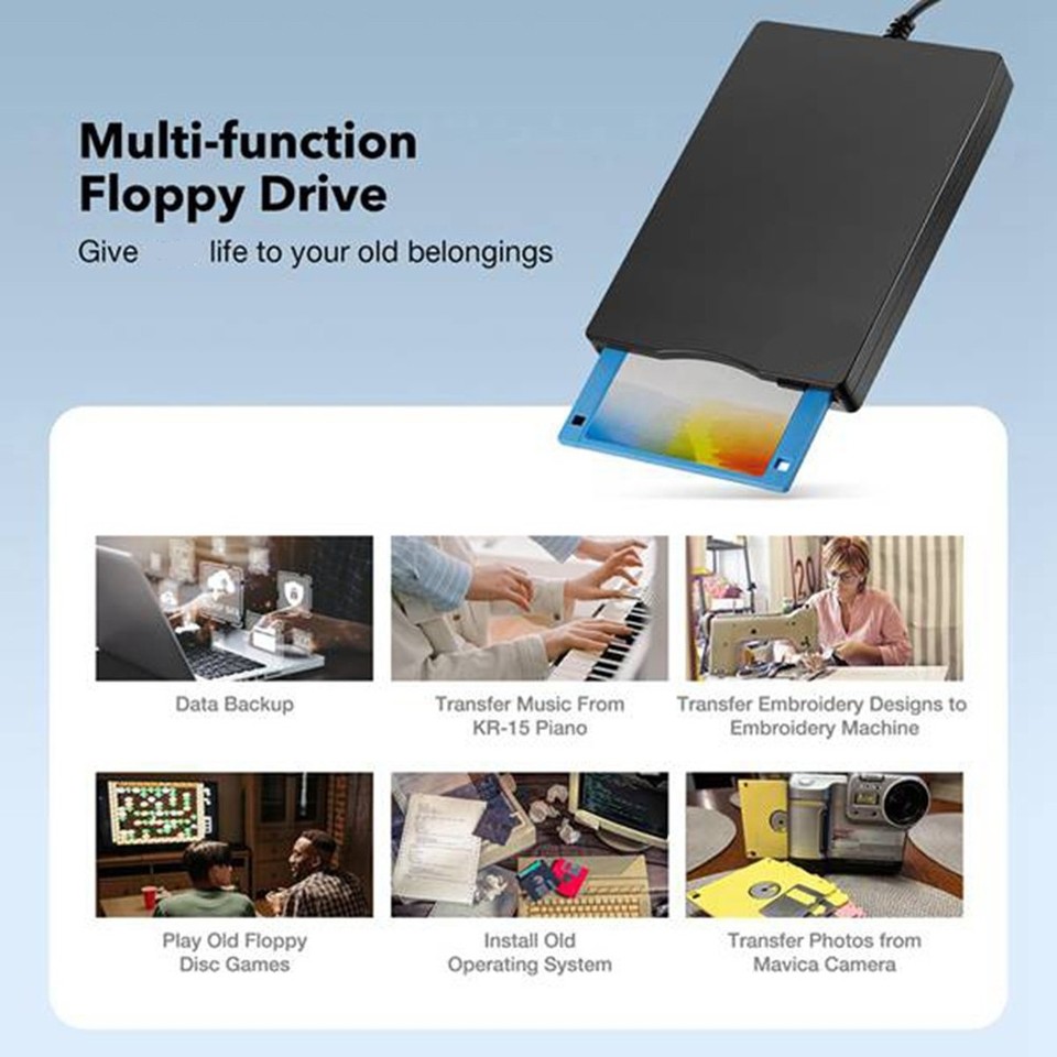 Floppy Disk Reader 3.5 Inch External USB Type A&C Floppy Disk Drive ...