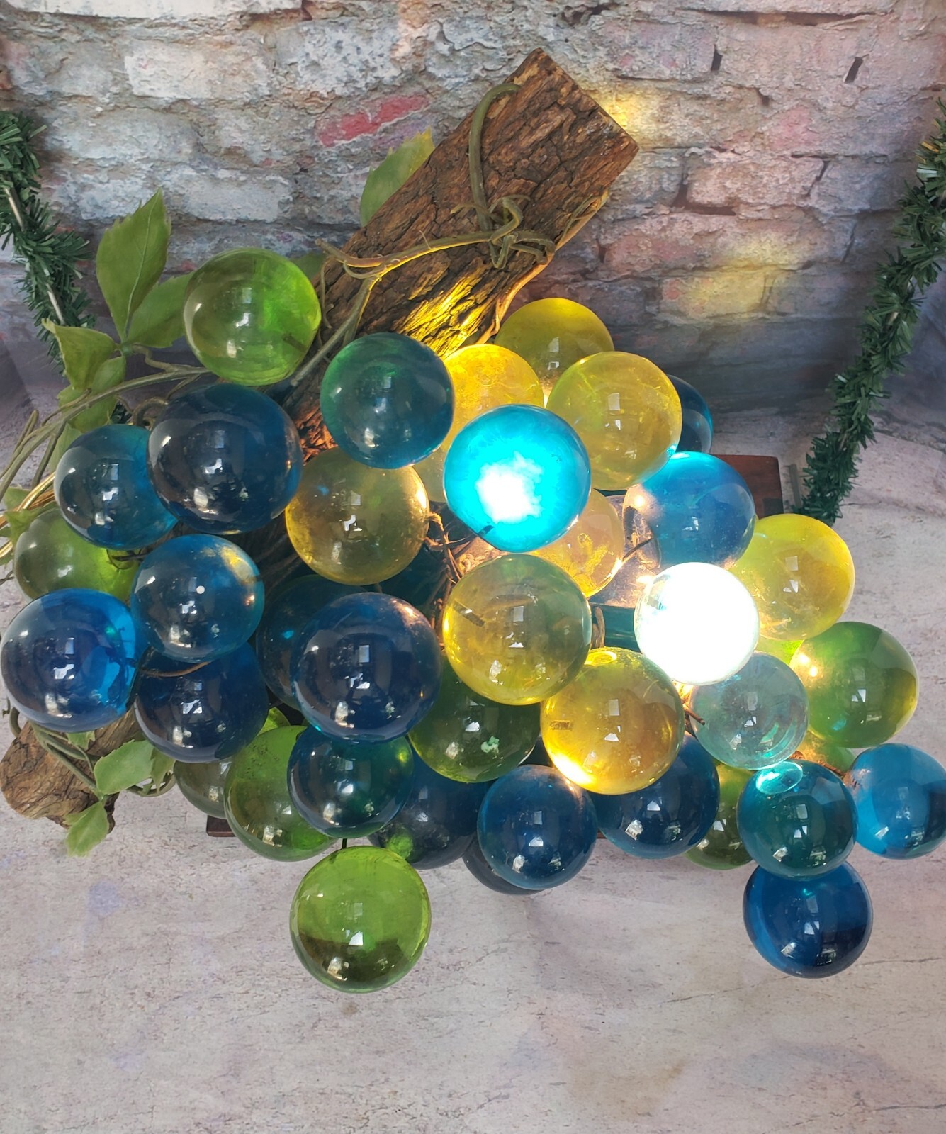 MCM Lucite Grape Ceiling Mounted Chandelier/Light Fixture Blue/Green ...