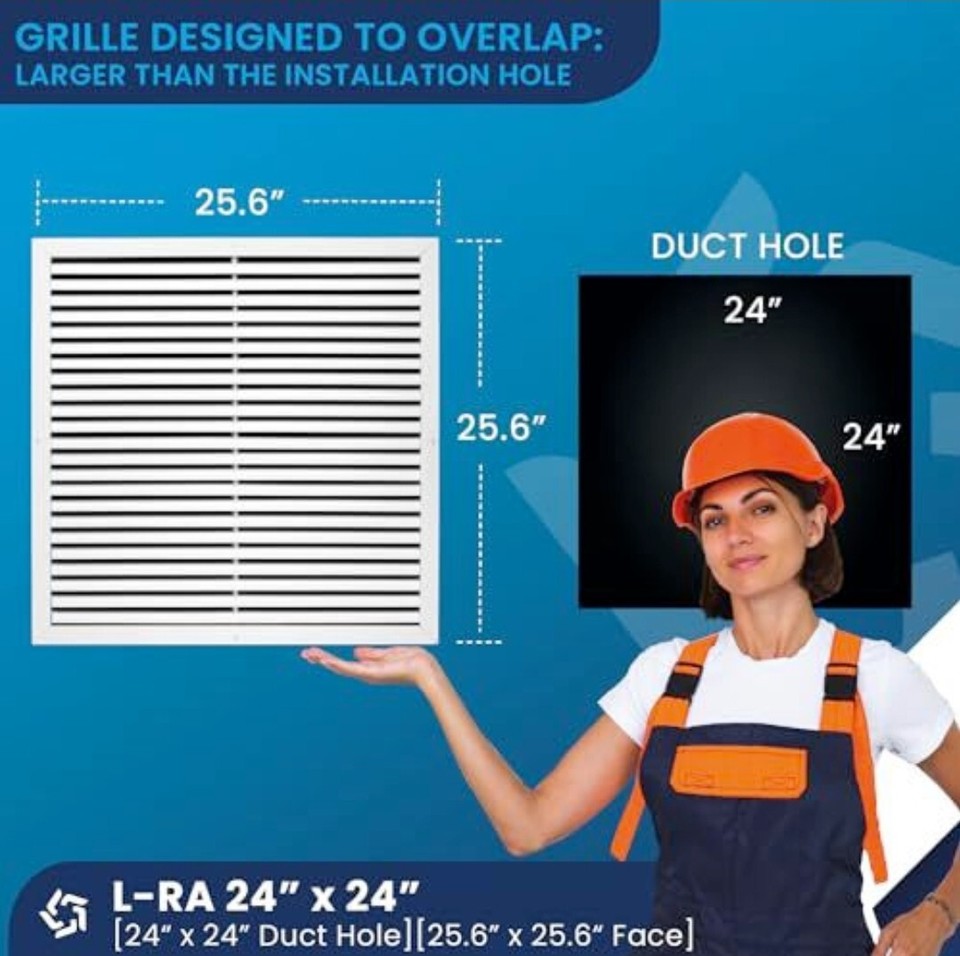 24”X 24”Return Air Grille Aluminum Louvered Vent Cover for Wall, Return ...