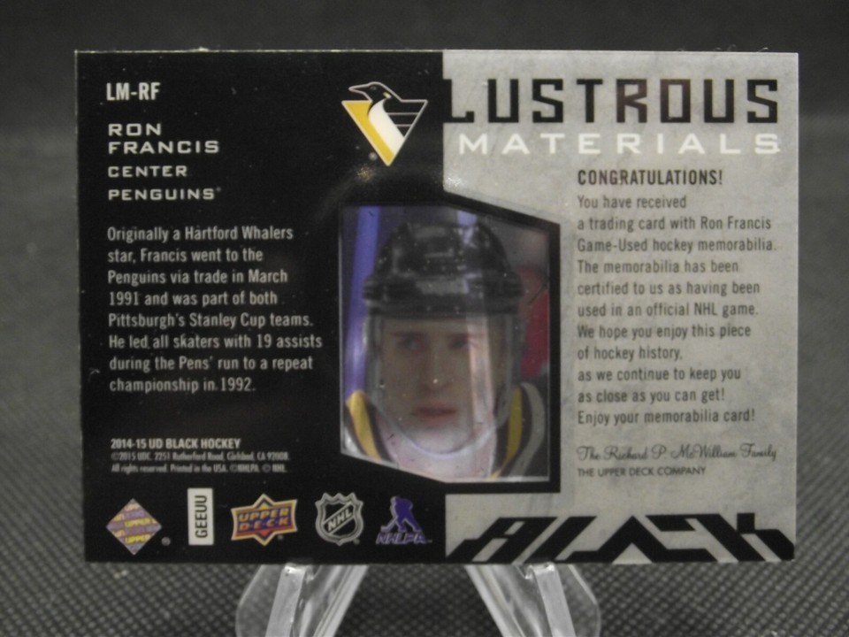 2014-15 UD Black Lustrous Materials #LMRF Ron Francis | eBay