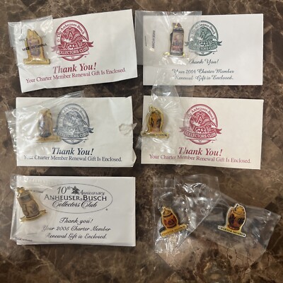 (7) Budweiser Anheuser Busch Collectors Club Stein Charter Member Pin ...