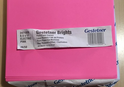 Gestetner Electric Pink Paper, 8 1/2" x 11", Printer, Copier, Fax 444 ...