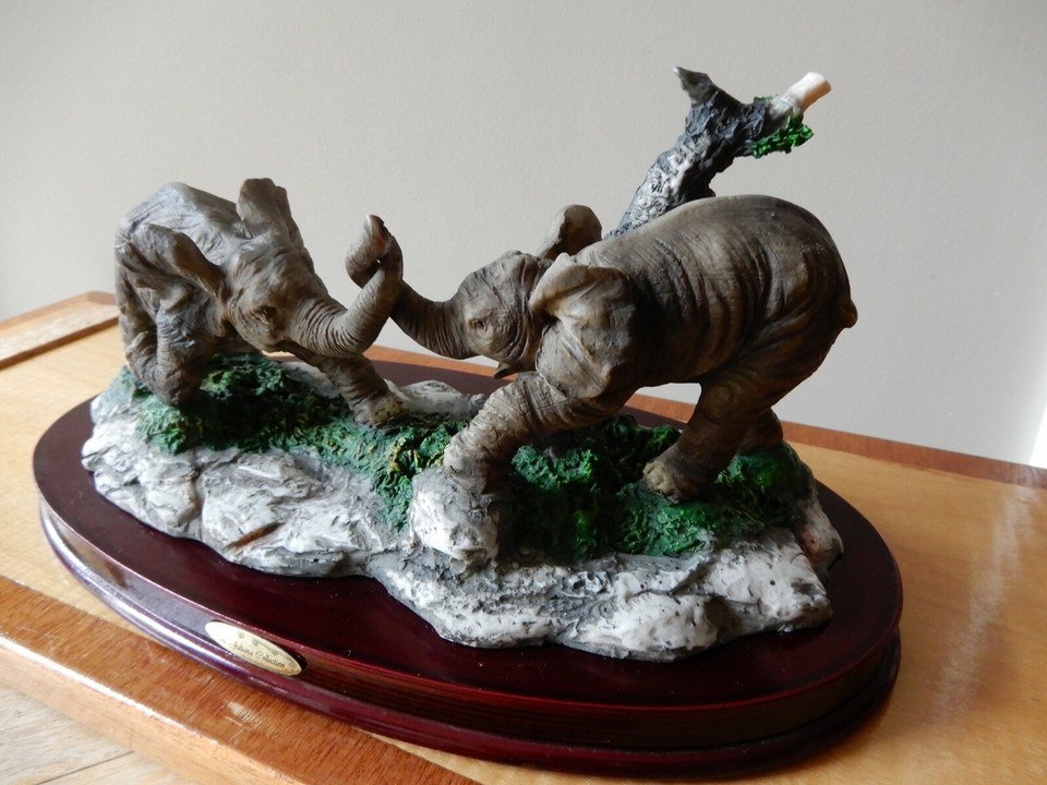 The Juliana Collection, Rare, Sculpture, Pair of Elephants, Wooden ...