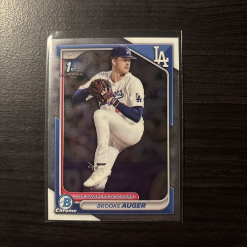 LOT 3X BROOKS AUGER 1ST DRAFT CHROME BOWMAN 2024 DODGERS LOS ANGELES # ...
