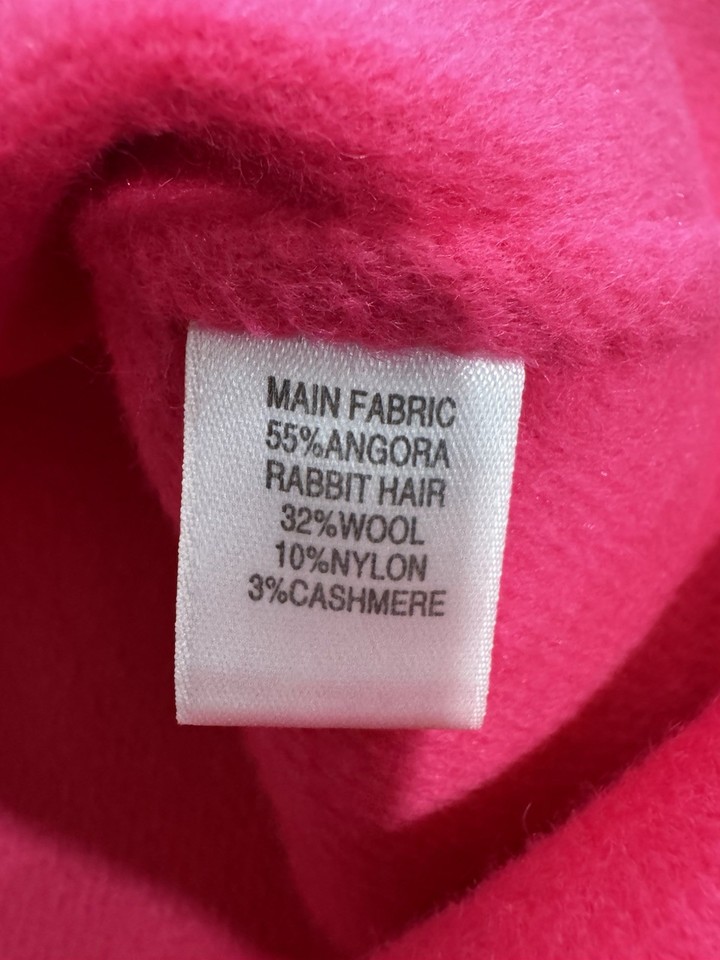 ST JOHN Pink Angora Rabbit Hair Cashmere Jacket Blazer Coat Gold ...