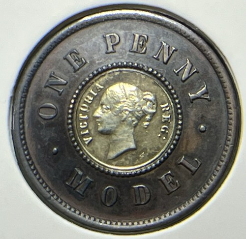 Victoria One Penny model coins zinc centres.Cir. 1844-1848.Queen ...