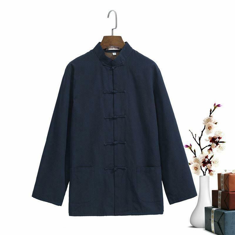Men Jackets Kung Fu Traditional Tops Slim Winter Warm Chinese Style ...