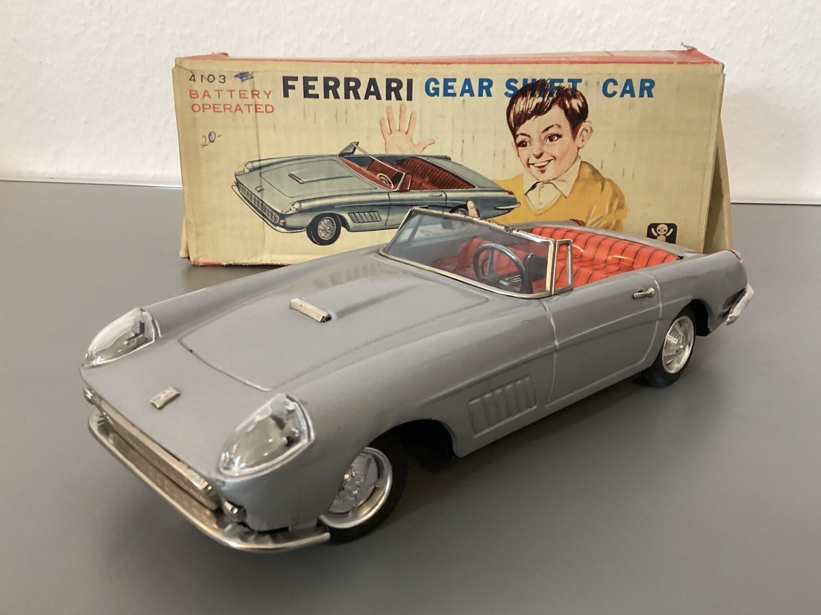 BANDAI FERRARI GEAR SHIFT CAR 4103 + OVP Japan Blechspielzeug 60er ...