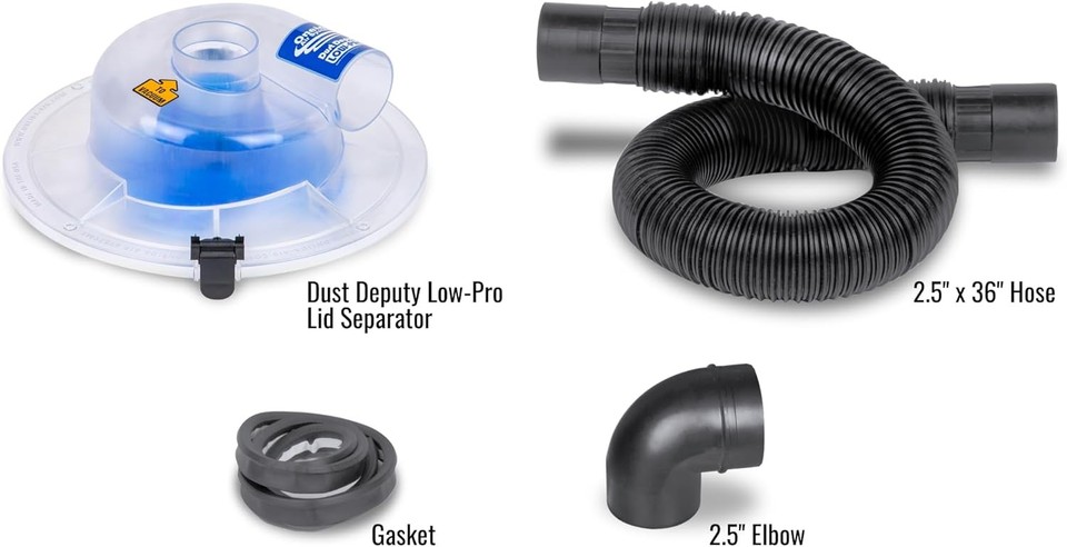 Dust Deputy Low-Pro Plus Cyclone Dust Separator,Fits Standard 5 Gallon ...