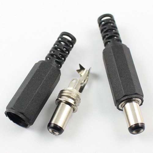 5Pcs 5.5mm x 2.1mm DC Power Male Solder Barrel Tip Straight Jack Plug ...
