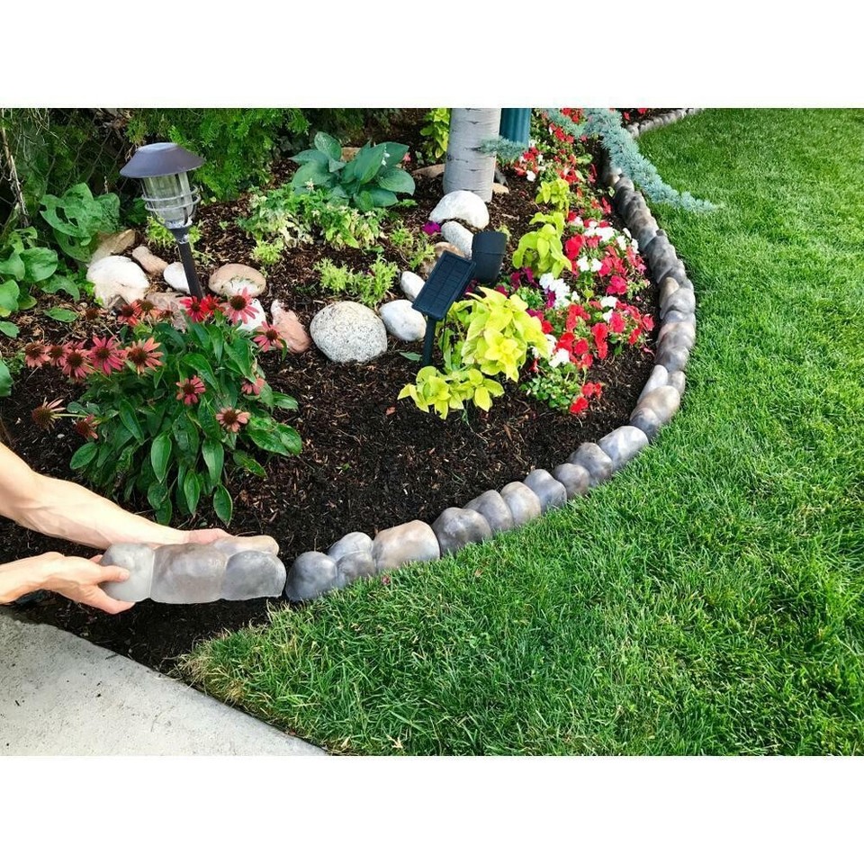Multi-Colored Concrete Overlapping Rock Edging Durable Landscape Edging ...