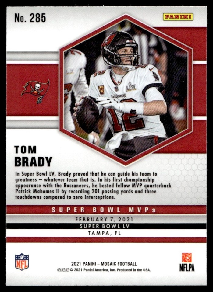 2021 Panini Mosaic Tom Brady G89 Tampa Bay Buccaneers #285 | eBay