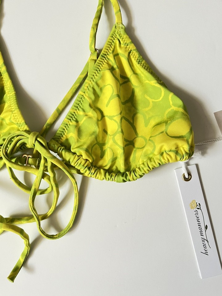 HEAVY MANNERS Bikini XS Yellow-Green Floral Swim Top Brand New | eBay