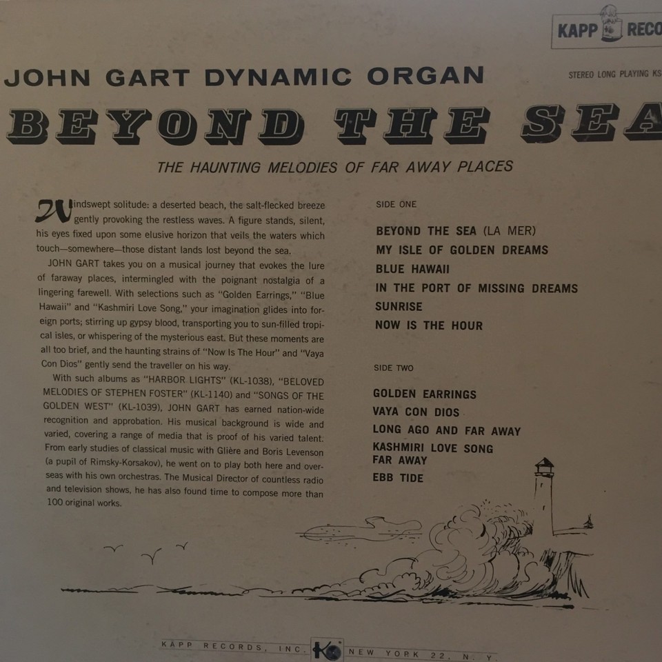 Beyond The Sea John Gart Dynamic Organ Kapp Records KS-3221 | eBay