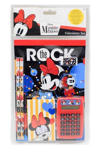 Disney Minnie Mouse Memorabilia Calculator Set Pencils Erasers ...