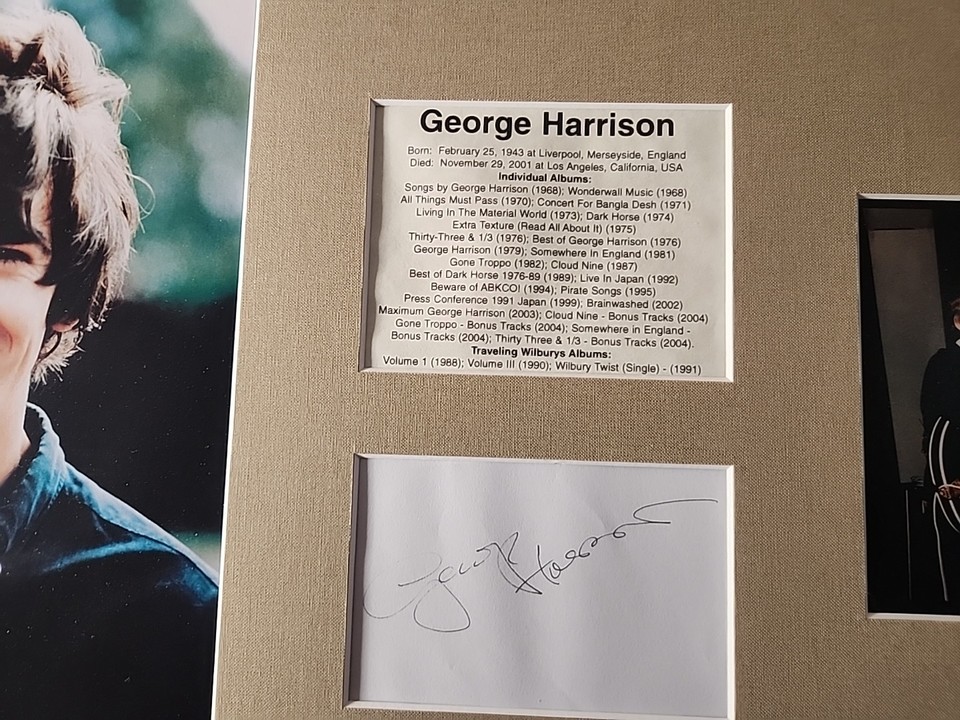George Harrison Signed Cut Autograph Framed And Matted With 2 Photos ...
