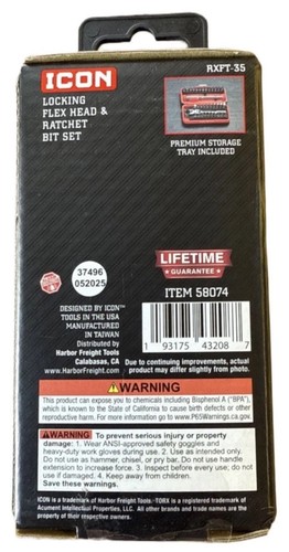 ICON Locking Flex Head Ratchet and Bit Set, 35 Piece NEW / Ships Fast ...