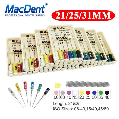 Dental K-FILE 21/25/31mm Endodontic Hand Use Root Canal Files K-files ...