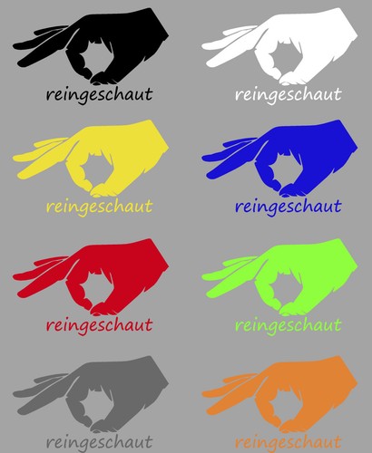 Aufkleber Sticker reingeschaut reingeguckt Circle Game Spiel Loch Hand ...