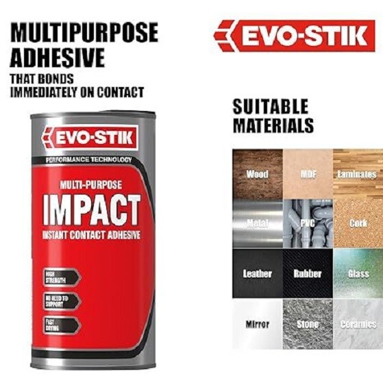 Evo Stik Instant Contact Adhesive 250ml-500ml Tin Tube Glue Strong High ...