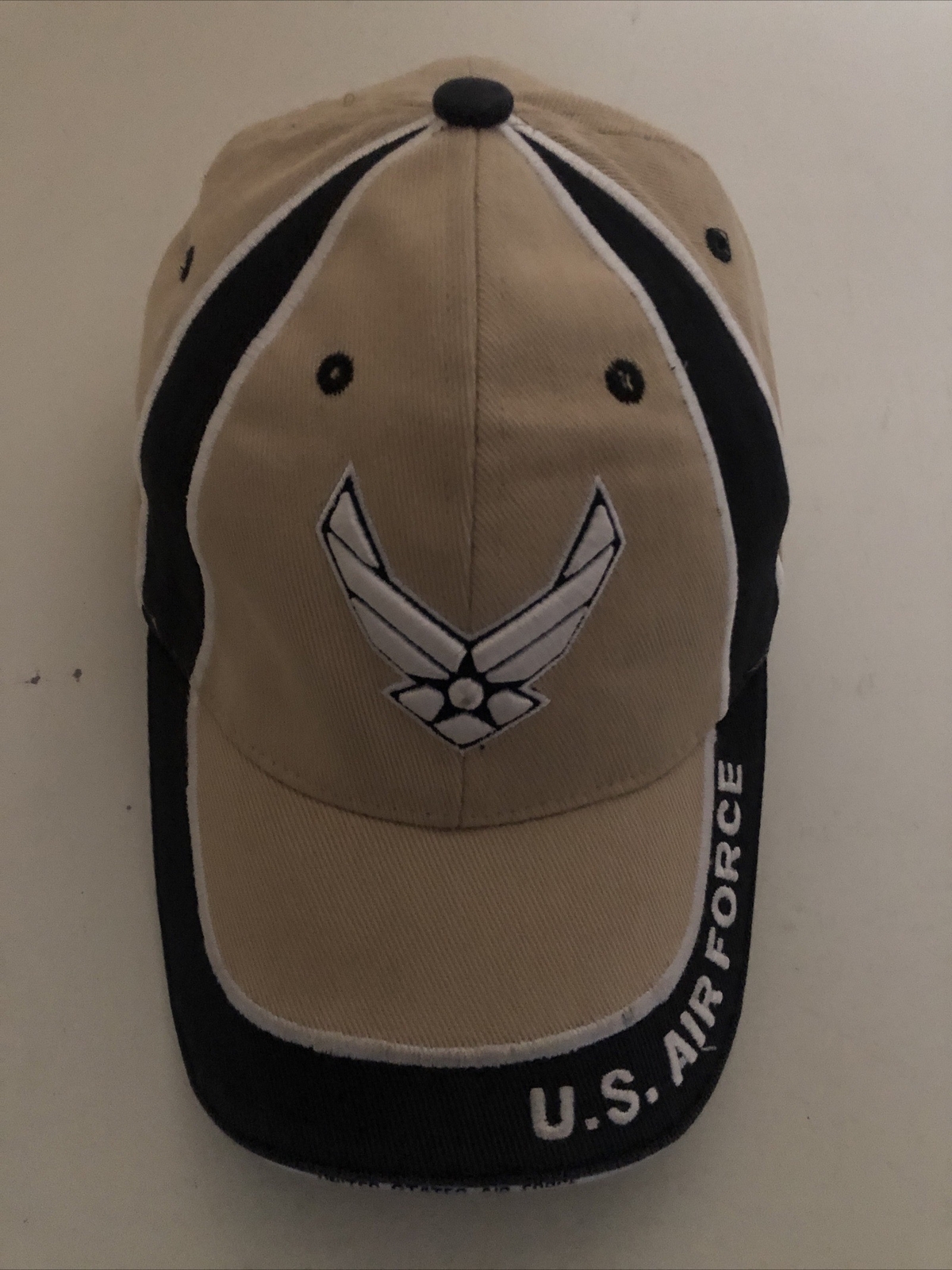 U.S. AIR FORCE USAF Hat Blue Beige Vintage Cap - Gem