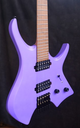 Hot 6 Strings Headless Electric Guitar Pearl Purple Color Roasted Maple ...