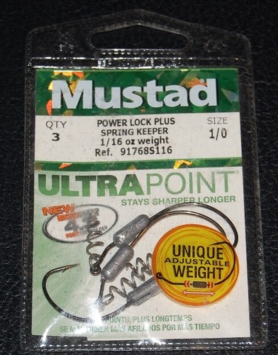 Mustad 91768S116-10 Power Lock Plus Spring Keeper 1/16oz Weight 1/0 ...
