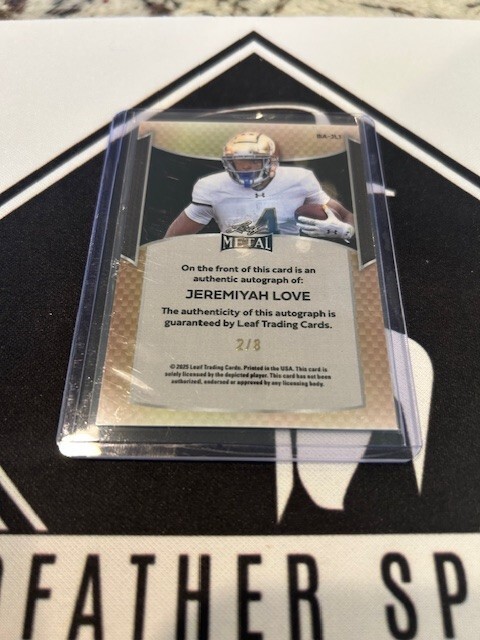 2025 Leaf Metal - Jeremiyah Love - Blue Crystals Auto - #2/8 - Notre Dame | eBay
