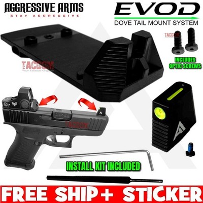 AGGRESSIVE ARMS EVOD DOVE MOUNT GLOCK SYSTEM RMSc Slide Sight Adapter ...
