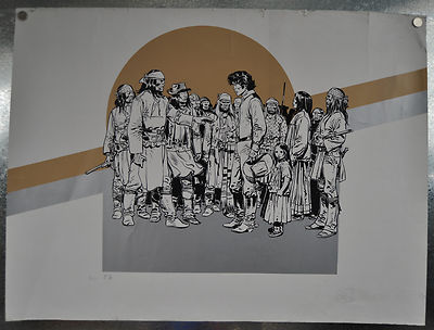 Jean Giraud Moebius Signed Print 23 x 30 Cowboys Indians | eBay