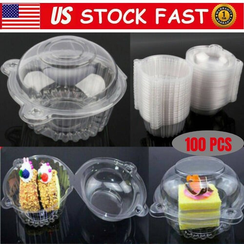 Individual Cupcake Containers 100Pack Clear Plastic Disposable Cupcake ...