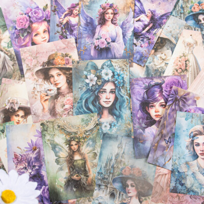 Vintage Fairy Lady Scrapbook Paper Not Self -adhesive Stickers Junk ...