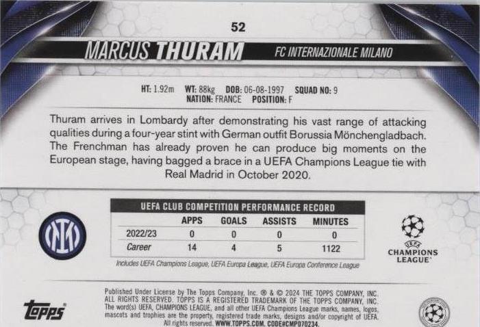 Las mejores ofertas en 2023-24 Topps Uefa Club Competitions Marcus ...