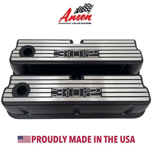 Ford 302, 351 Windsor Valve Covers, 302 Open Letter Wide Fin - Black ...