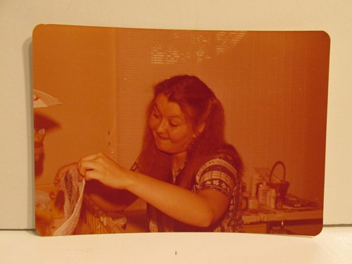 VINTAGE FOUND PHOTOGRAPH COLOR ART ORIGINAL OLD PHOTO GINGER WOMAN ...