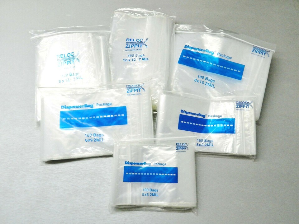 600 Zip Seal Lock Bags 2mil Clear Reloc Assortment 5x6 TO 12x15 100 ...