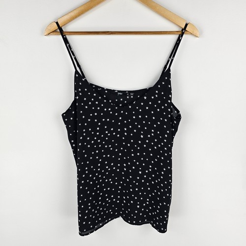 Sportsgirl Singlet Top Womens Size 12 Black White Star Print Spaghetti ...