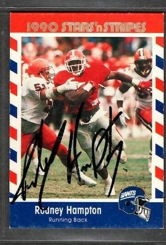 1990 Stars'nStripes #90 Rodney Hampton New York Giants Signed Autograph ...