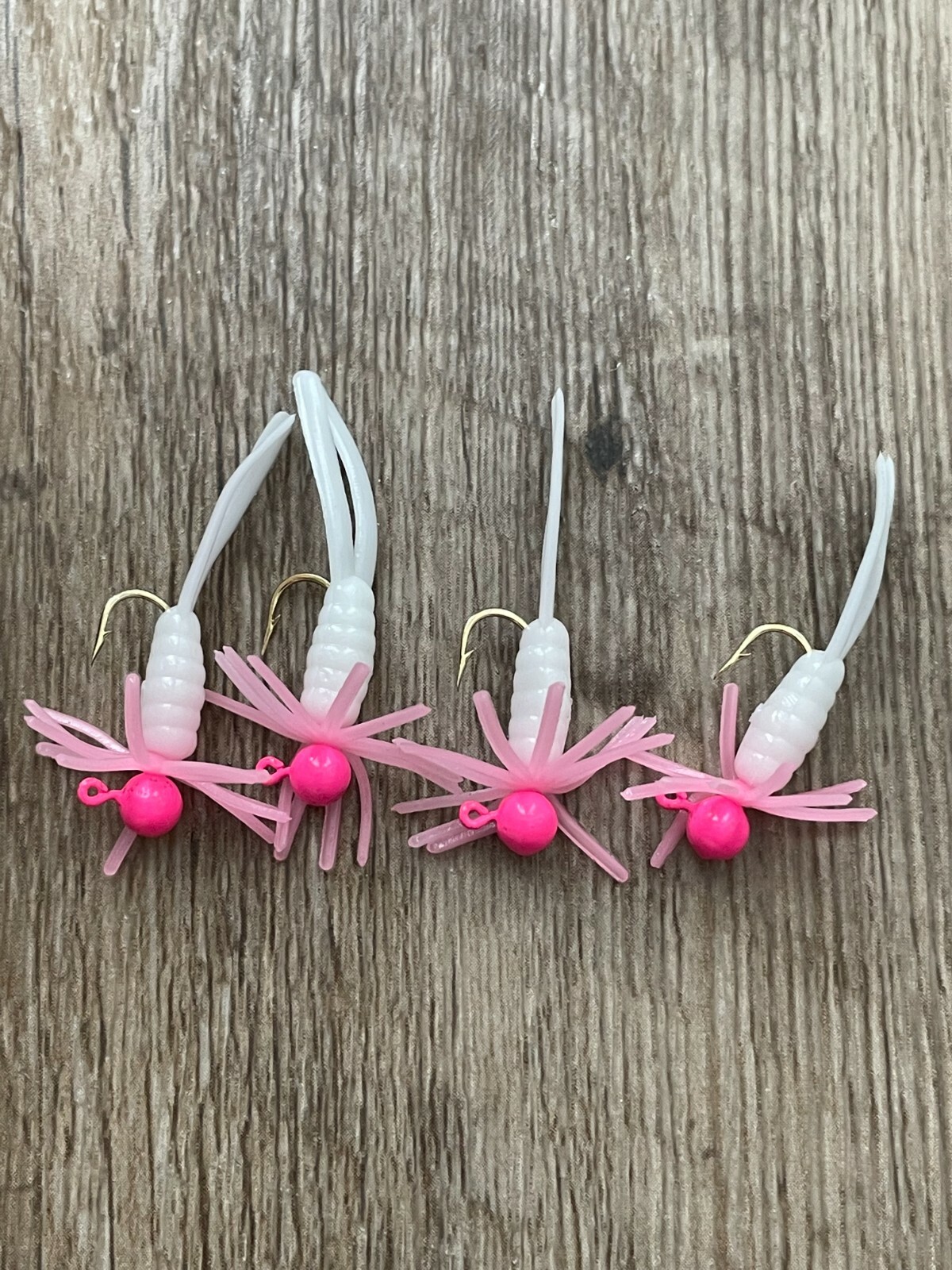 V-Grub Jigs, 1-1/4" Pink Jig & Collar / White Body, 1/32 oz. Jig, #8 ...