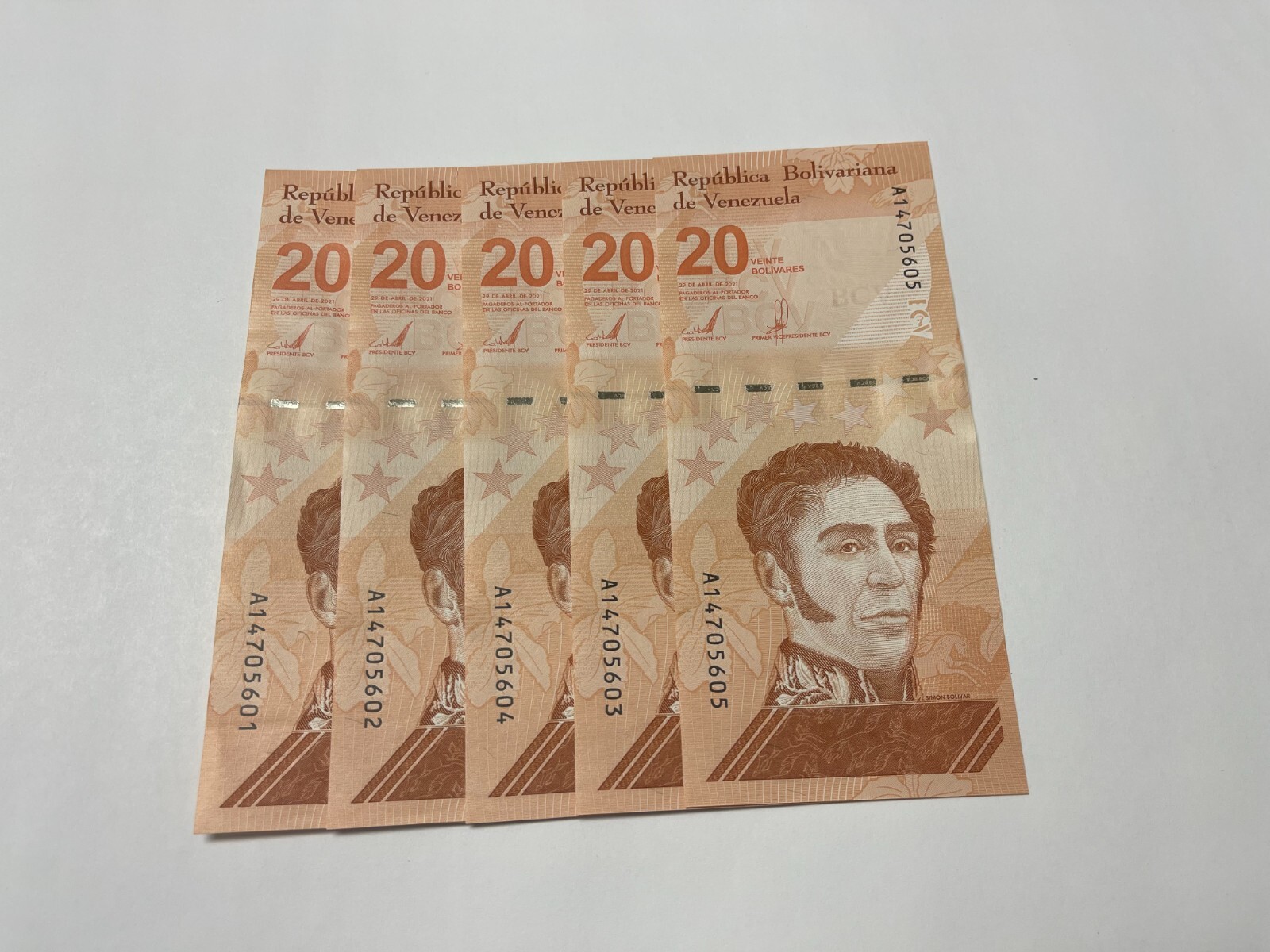 VENEZUELA 20 DIGITALES banknotes QTY 5 2021 UNC 20 million bolivar ...