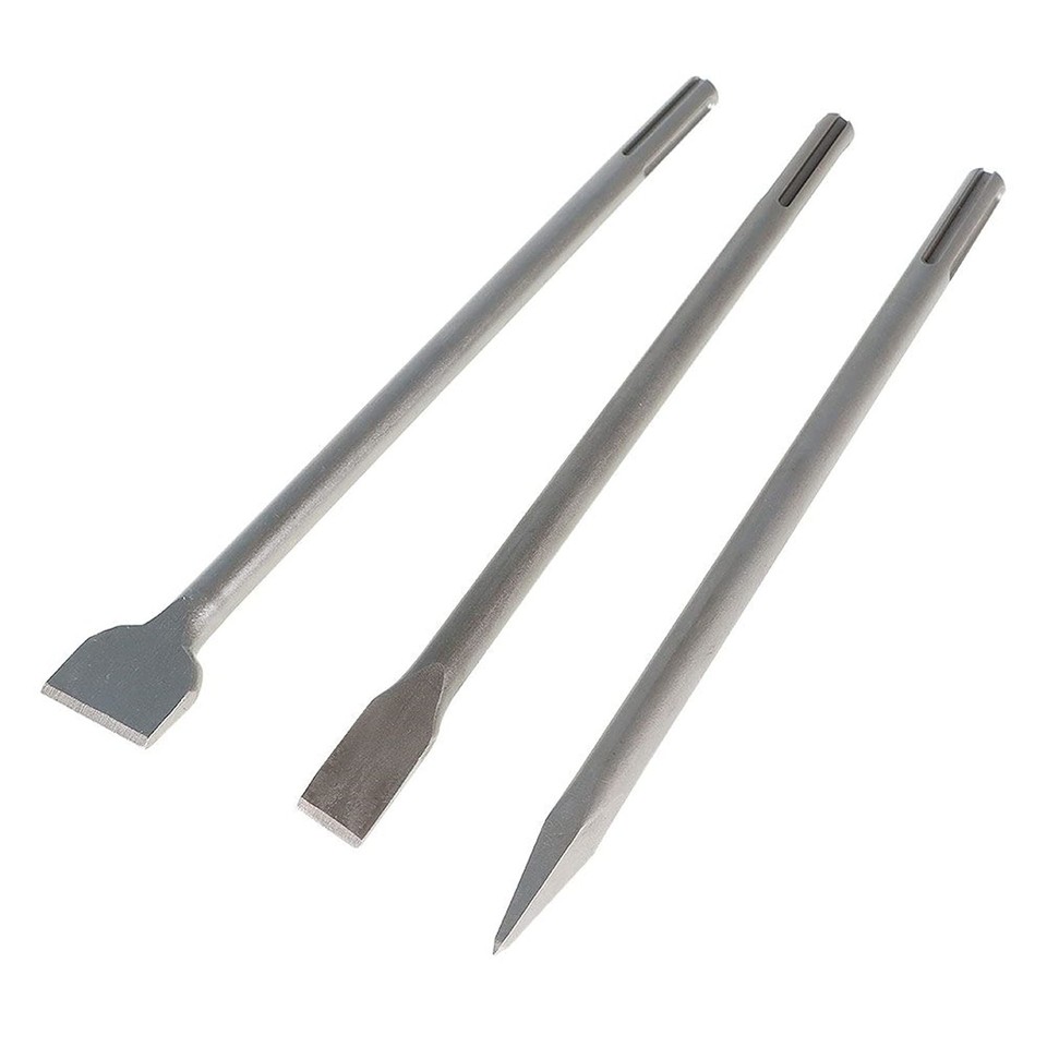 16-Inch Chisel Set, 3-Piece Heavy Duty Rotary Hammer Chisel Bit Set ...